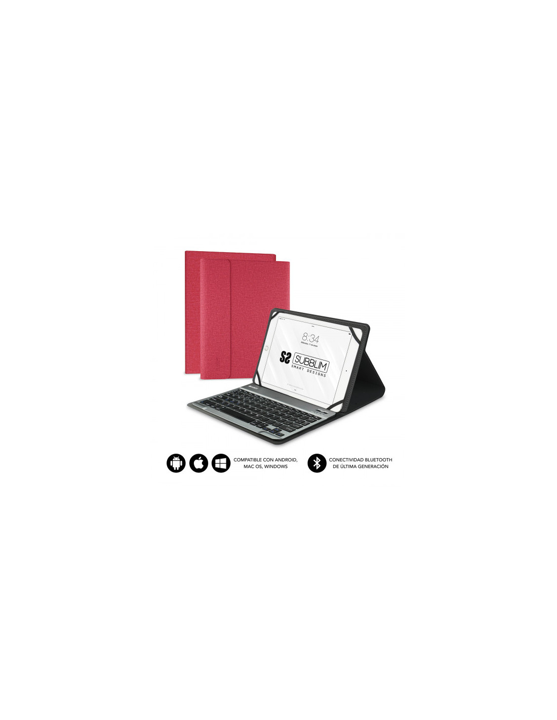 FUNDA TABLET SUBBLIM KEYTAB PRO 10.1 + TECLADO BLUETOOTH RED