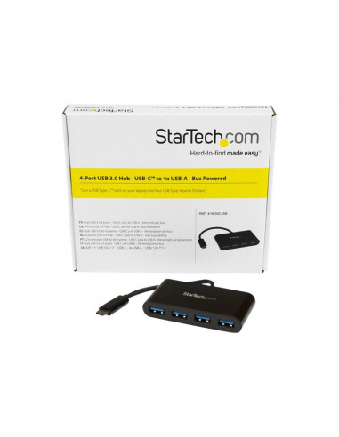 HUB STARTECH USB-C 4 PUERTOS USB 3.0 BLACK